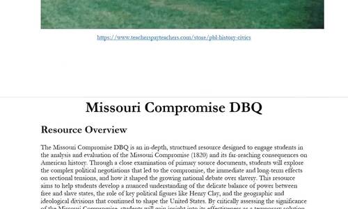 Missouri Compromise DBQ by PBL History & Civics | TPT