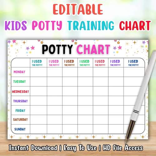 Potty Training Reward Chart for Kids – Printable Toilet Training ...