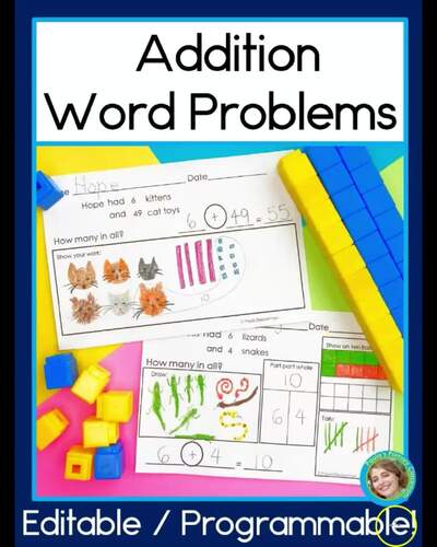 Editable | Programmable Addition Word Problems Make Your Own | TPT