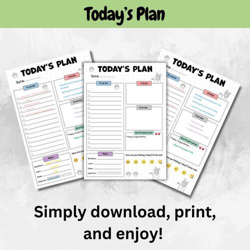 Todays Plan - Daily Planner Page - Daily Agenda Pages - 2025 PRINTABLE ...