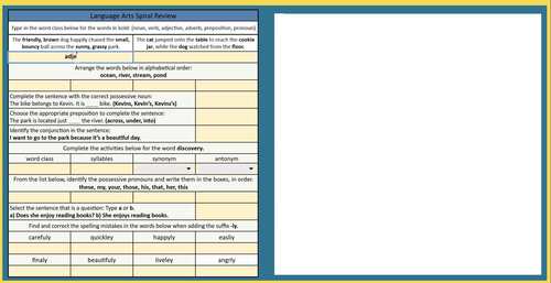 NO PREP - Spiral Language Art Review T Rex by Juliane Hodkinson