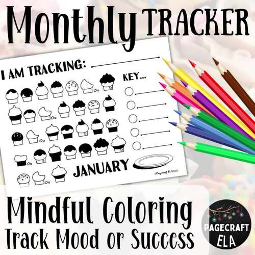 PRINTABLE Monthly Tracker One-Pagers | Mindful Coloring | Tiny Cupcakes