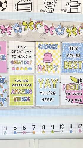 Inspirational Posters | Bright Classroom Decor & Bows Composition ...