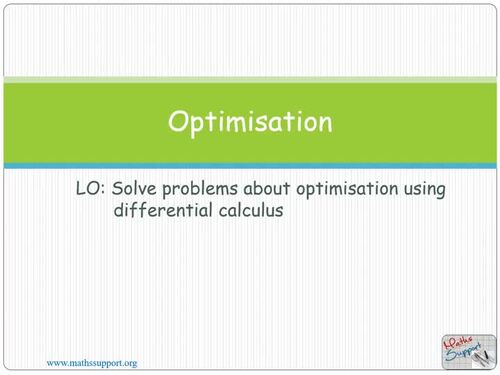 IBAA SL - Applications of differentiation: Optimisation by Maths ...