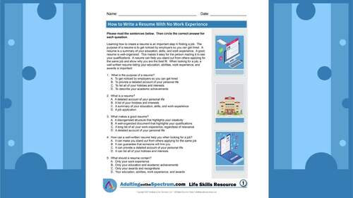 Career Exploration SPED Activity for Resume Writing and Sample Resume ...