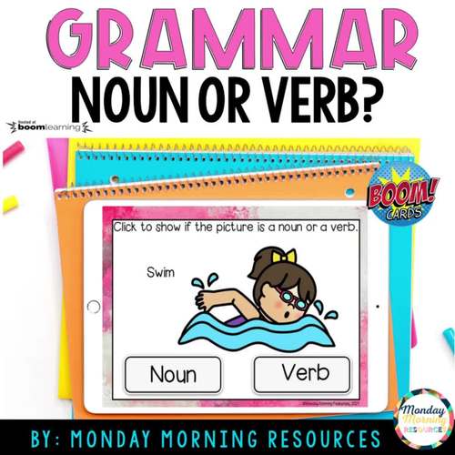 Parts of Speech - Identifying Noun or Verbs? Grammar Review Boom Cards™