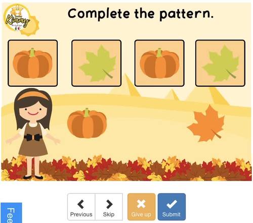 Thanksgiving Patterns Picture Sequencing Boom Cards by Teacher Kimmy