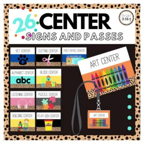Cheetah Center Signs and Passes by Preschool Three Sixteen | TPT