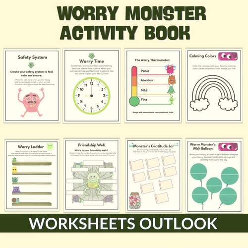Worry Monster Activity Bundle, Counseling Activities, School Counseling ...