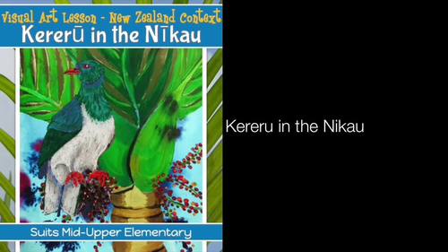 Birds in Trees Art project KERERU in the NIKAU 3rd - 6th grade NewZealand