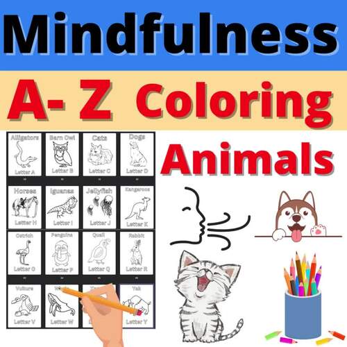 Mental Health Coloring Pages Activities Mindfulness SEL A to Z Animals ...