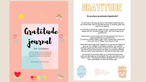 30 days of Gratitude Journal for Kids, Attitude of Gratitude, Mindfulness,