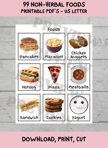 Communication Cards Food for Non Verbal Autism Visuals | 99 Cards FOODS ...