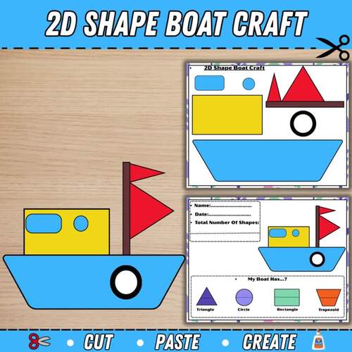 2D Shape Boat Craft | Transportation Math Activity | Cut, Paste & Shape ...