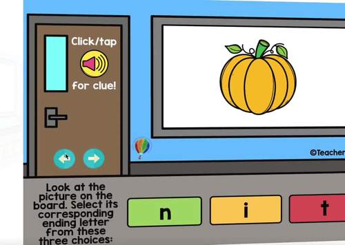 Recognizing Ending Letter Sounds With Audio (BOOM Cards™ for Distance ...