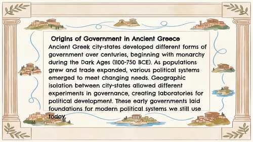 ANCIENT GREEK GOVERNMENT FORMS GALLERY WALK Democracy Monarchy Grades 6-7