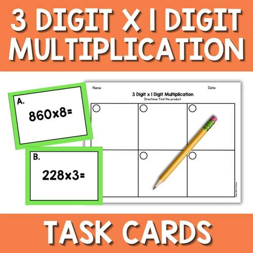 3 Digit by 1 Digit Multiplication Scoot Game Task Cards Math Center ...