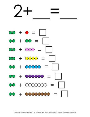 Montessori Math Bead Bar Simple Addition Facts to 10 by Minkybubs ...