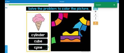 Boom Cards™ Valentines 3D Shapes Digital Color Code: Digital Task Cards