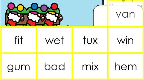 CVC Word Fluency Brain Breaks & Mystery Pictures Christmas PPT | TPT
