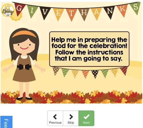 Thanksgiving Following Instructions Auditory Comprehension Boom Cards