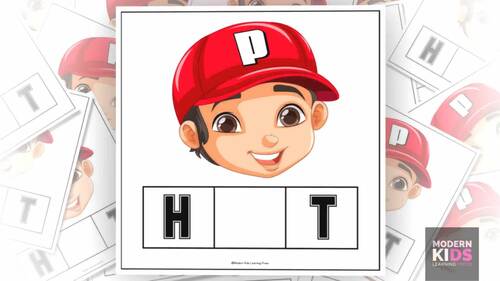 Baseball CVC Word Cards - Fill in the Missing Letters with Answers