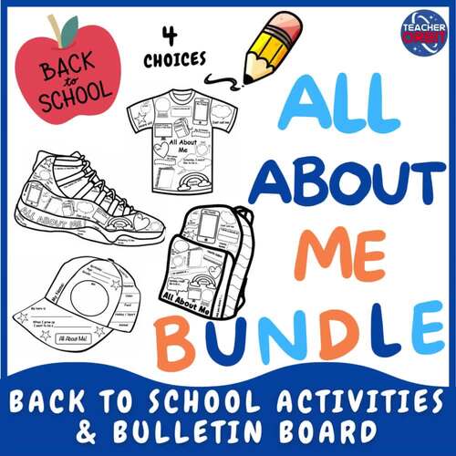 All About Me Tee Shirt Backpack Baseball Cap Sneaker Writing Back to School