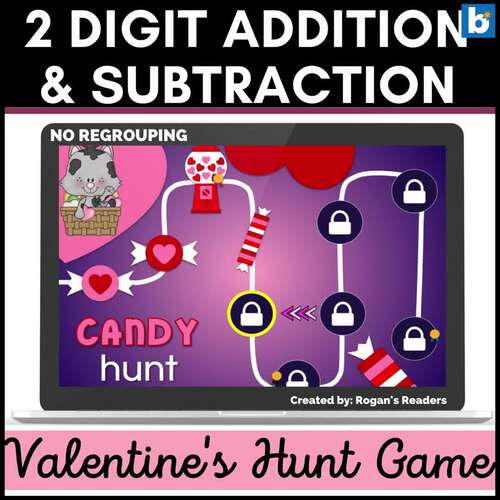 2 Digit Addition and Subtraction Without Regrouping Valentine's Day ...