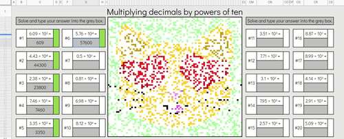 Digital Math Pixel Art 5th Grade Fluency Number Sense - Powers of 10