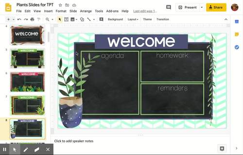 Succulent and Cactus Morning Message Slide Templates by A Teacher and ...