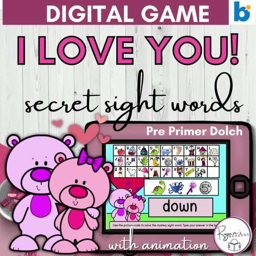 Valentine's Day Sight Words - Pre Primer Dolch Boom Cards Digital Game