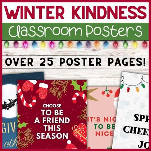 Kindness Winter Holiday Christmas Poster Bundle Classroom Decor ...