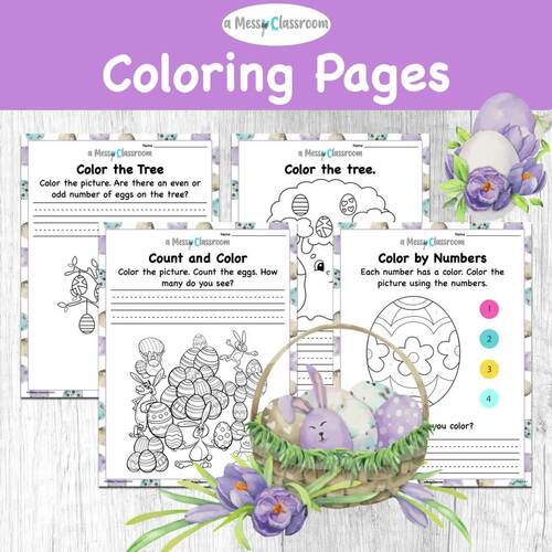 Spring Easter Coloring and Activity Pages Maze, Counting, & Spot the ...
