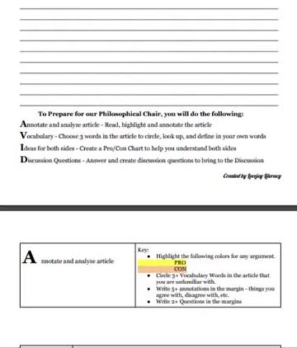 Philosophical Chairs Student Template for the avid learner l College ...