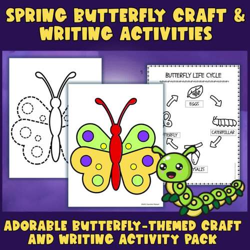 Spring Butterfly Craft and Writing Prompts | Cut and Paste Activity