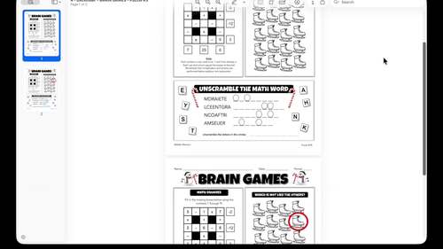 6th/7th/8th Grade Math Christmas Worksheet | Fun Brain Games December ...