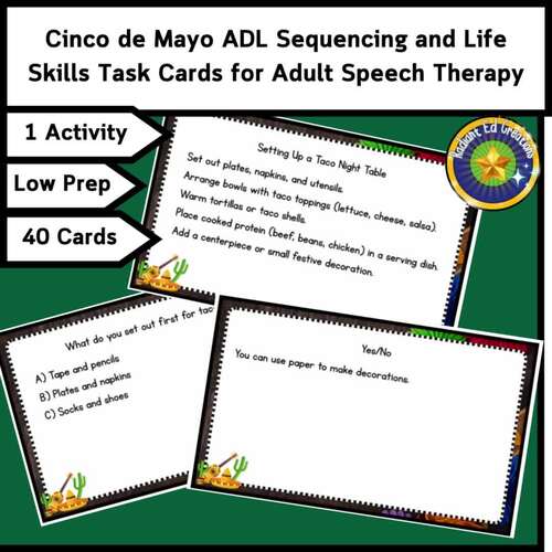 Cinco de Mayo ADL Sequence Task Card Adult Cognitive Life Mental Speech ...
