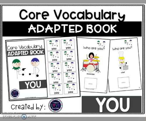 Core Vocabulary Adapted Book: You by Teach Love Autism | TpT