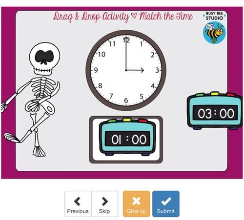 HALLOWEEN Telling Time Boom Cards Games | Hours by Busy Bee Studio