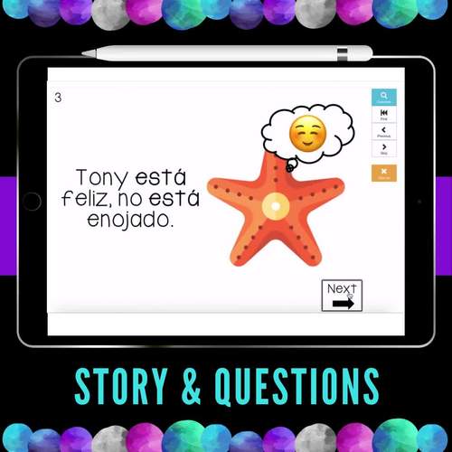Boom Cards Comprehensible Spanish Story 2 with Tener Ir Estar Practice