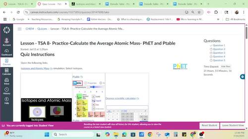 Canvas Self-Graded TSA 8 -Practice-Calculate the Avg Atomic Mass-PhET ...