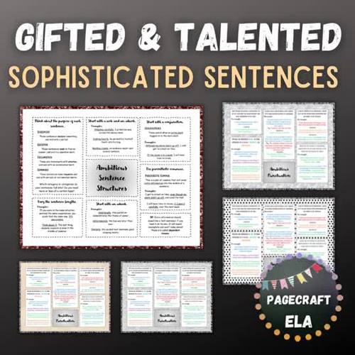 Sophisticated Sentences | Literacy Mat | Middle and High School | TpT