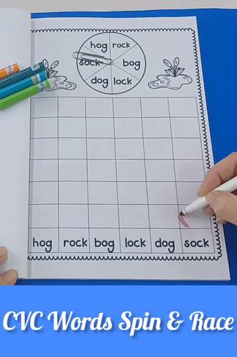 CVC word families Spin & Race Center by Nomadic Bee | TPT