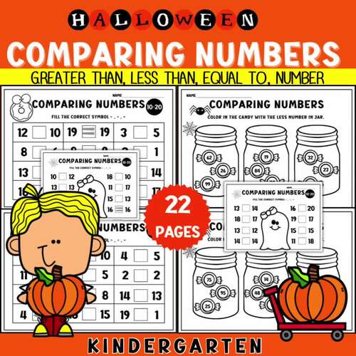 Greater than Less Than Equal To Comparing Numbers Math Worksheets.Halloween