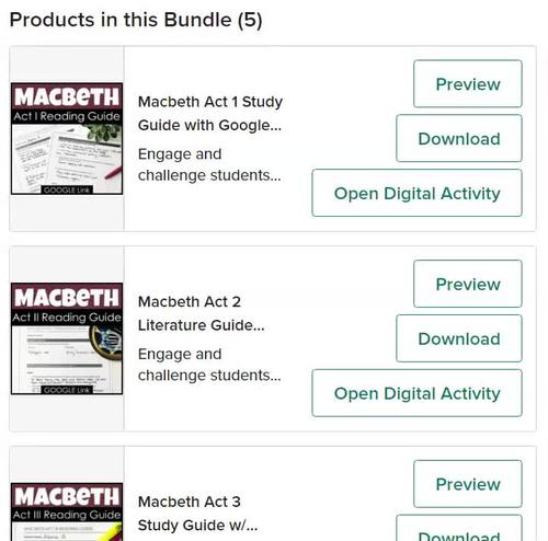 Macbeth Reading Guide Bundle w/ Google Links for In-Class & Distance ...