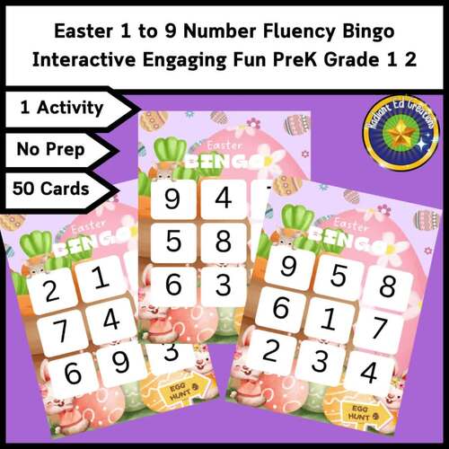 Easter 9 Bingo Math Fact Game Logic Puzzle Mental Number Sense Literacy