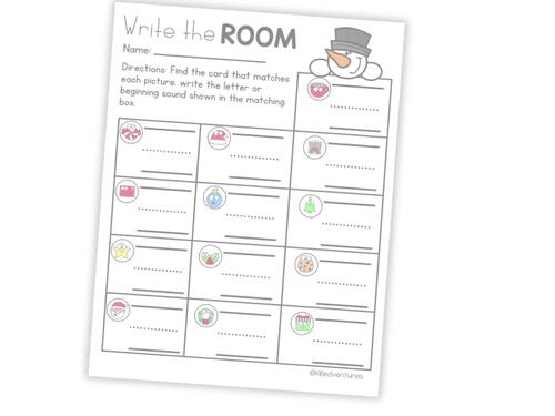 Christmas Preschool Activity Write the Room Kinder Letter Recognition ...
