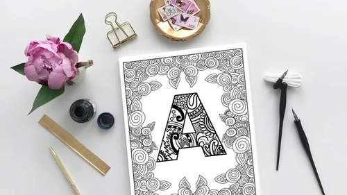 A-Z Alphabets Letters Doodling Coloring Pages | Mandala Patterns ...