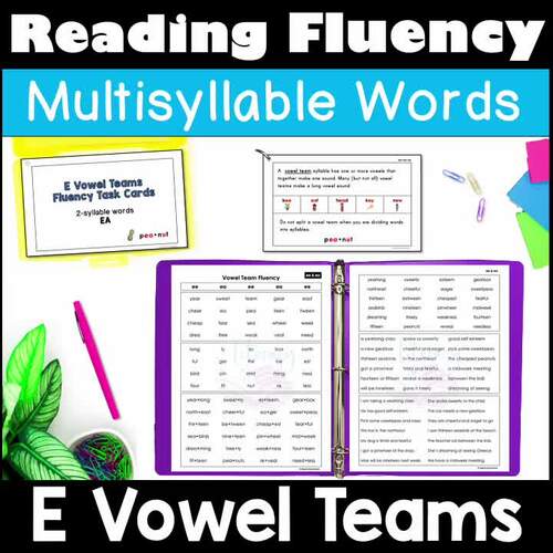 E Vowel Team Fluency Grids Tracker EE EA EY EW 2-syllable words Orton ...