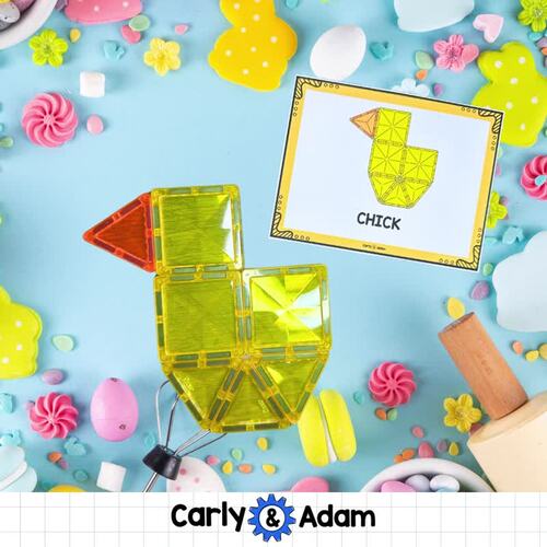 Easter Magnetic Tile STEM Task Cards Preschool and Kindergarten Spring ...
